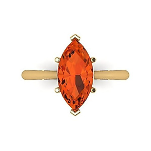 Clara Pucci 2.5 ct Marquise Cut Solitaire Red Simulated Diamond Engagement Bridal Promise Anniversary Ring 18K Yellow Gold Size 7.75