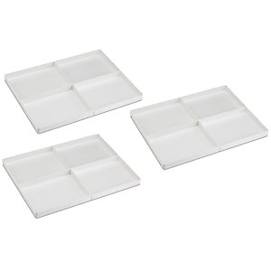 AmeriCan Goods 3/Pieces Dental 4/Section Large Drawer Organizer Tray, Dental Supply Cart Section Divided White Tray for Medical/Dental Supply