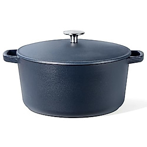 CAROTE 5.5Qt Enamel Cast Iron Dutch Oven Pot With Lid, Oven Safe Up to 500°F, with Large Handle Metal Knob, Cast Iron Pot for Sourdough Bread Stew Roast Braise, Easy Cleaning, Blue