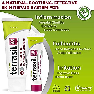 Antibacterial Skin Repair, 3X Faster Natural Ingredients for Treatment of Fissures Folliculitis Angular Cheilitis Impetigo Chilblains Lichen Sclerosus Cellulitis by Terrasil (14 Gram)