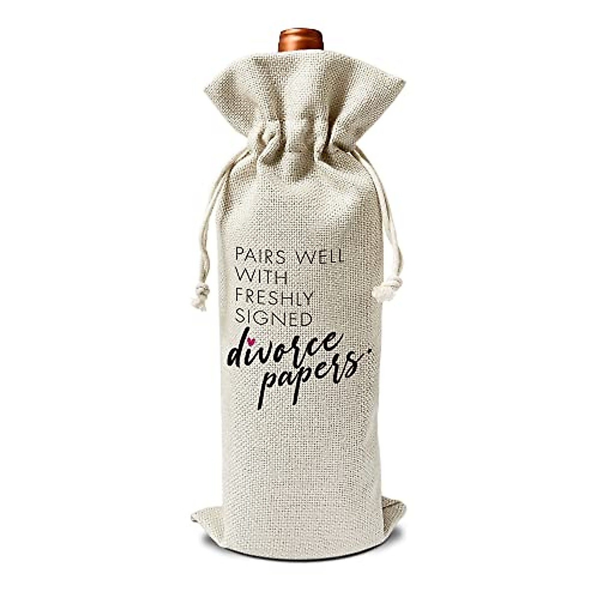 Divorce Wine Gift Bags - for Divorce Party, Break Up Congratulations - Reusable Burlap With Drawstring Gift Bag (5.5"x 13.5")-1 Pcs/jiu043