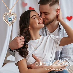 xiupen Lucktree I Love You Jewelry for Wife Birthday Gifts Ideas Necklace for Women Wife Her Girlfriend Birthday Anniversary Christmas Valentines Gift Mothers Day Gifts for Wife(Aquamarine-March)