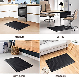 HappyTrends Kitchen Floor Mat Cushioned Anti-Fatigue Kitchen Rug,17.3"x28",Thick Waterproof Non-Slip Kitchen Mats and Rugs Heavy Duty Ergonomic Comfort Rug for Kitchen,Floor,Office,Sink,Laundry,Black