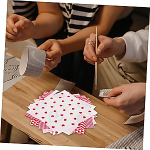 STOBOK 8 Sheets Love Fabric Decor Heart Printing Fabric Patchwork for DIY Valentine Quilting Fabric Heart Printing Patchwork DIY Valentine's Day Patchwork Cotton Red Line Manual