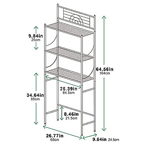 MallBoo Toilet Storage Rack, 3 -Tier Over-The-Toilet Bathroom Spacesaver - Easy to Assemble,9.5" D x 26.7" W x 64.4" H(Black)