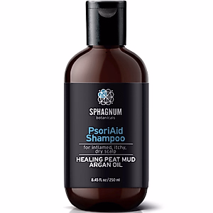 Sphagnum Botanicals Psoriasis Shampoo - Peat Mud & Fulvic Acid Therapy for Itchy and Red Scalp Treatment. No Coal Tar. 8.45 Oz