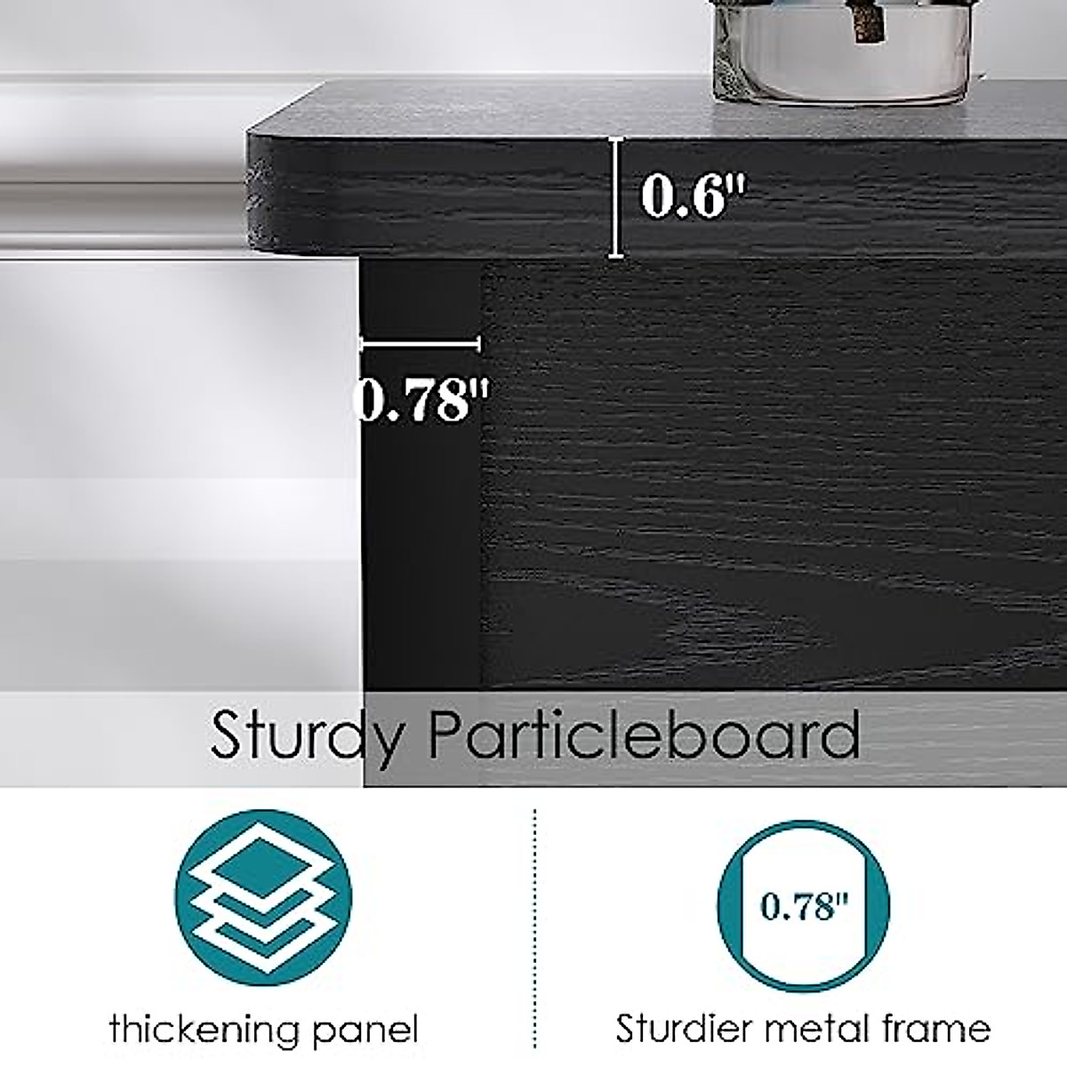 GGWEW Narrow Side Table with Charging Station, 3 Tier Slim End Table for Small Spaces, 23.6 Inch Height Thin Tables with Storage Shelf and Magazine Rack for Living Room, Black