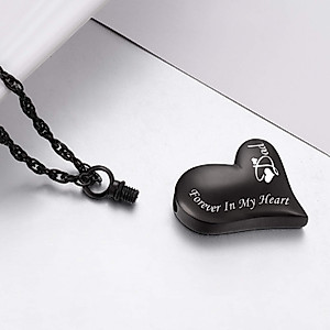 XIUDA Urn Necklace for Ashes Forever in My Heart Pendant Cremation Necklace Stainless Steel Ashes Jewelry for Dad Mom