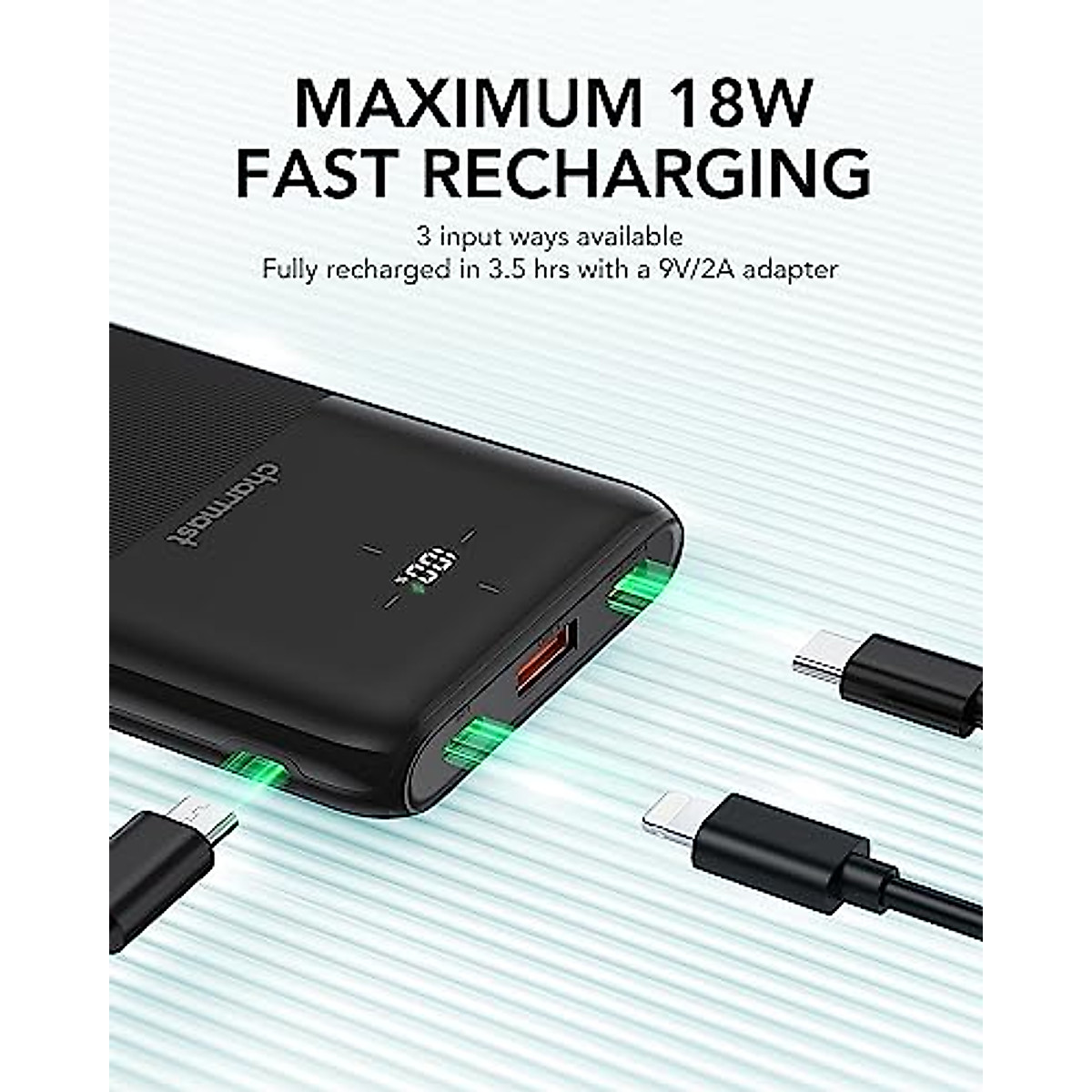 Charmast Small Portable Charger 10000mAh, 20W Mini Power Bank USB C Fast Charging, Ultra-Compact Slim Battery Pack LED Display, Travel Essentials Compatible with 15 14 13, Samsung Galaxy, iPad