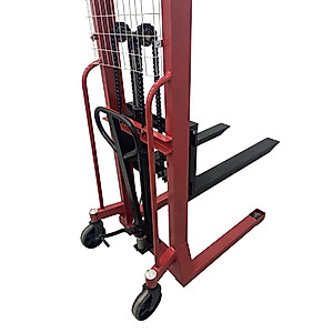 TECHTONGDA Manual Hydraulic Hand Pump Stacker Pallet Stacker Lift Truck Hydraulic Lift Handling Tools with 2200lbs Capacity 63" Lift Height for Single Sided Pallet