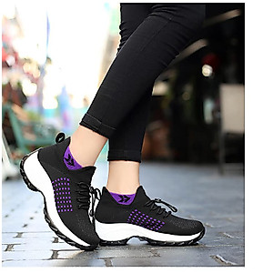 Women’s Ortho Stretch Cushion Shoes ComforthoFit Cloud Pro Ergonomic Pain Relief Footwear Running Lightweight Tennis Shoes Purple