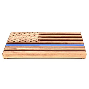 LOKI ENGRAVING Thin Blue Line Red American Flag Challenge Coin Display