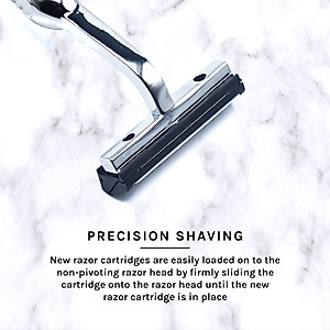Taconic Shave, Heavyweight All Metal Non-Pivoting Twin Blade Cartridge Razor – Compatible with GIllette Trac II, Personna Twin, and Taconic Twin Blade Refills. -10 Taconic Shave Cartridges included