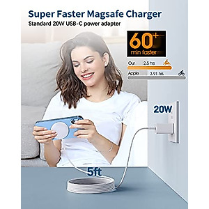 Magnetic Wireless Charger Mag-Safe Charger for iPhone 14/13/12 Series Convertible Magnet Wireless Charging Stand/Pad with 20W Adapter 5ft Cable for iPhone 14 13 12 Pro/Max/Plus (White)