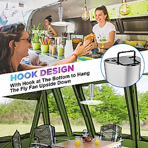 chemotex Fly Fan for Tables Rechargeable Fly Fans for Food Keeps Flies Away Fly Repellent Fans for Outdoor Table Top Bug Repellent Fan with Holographic Blades for Picnic (Silver, 3Packs)