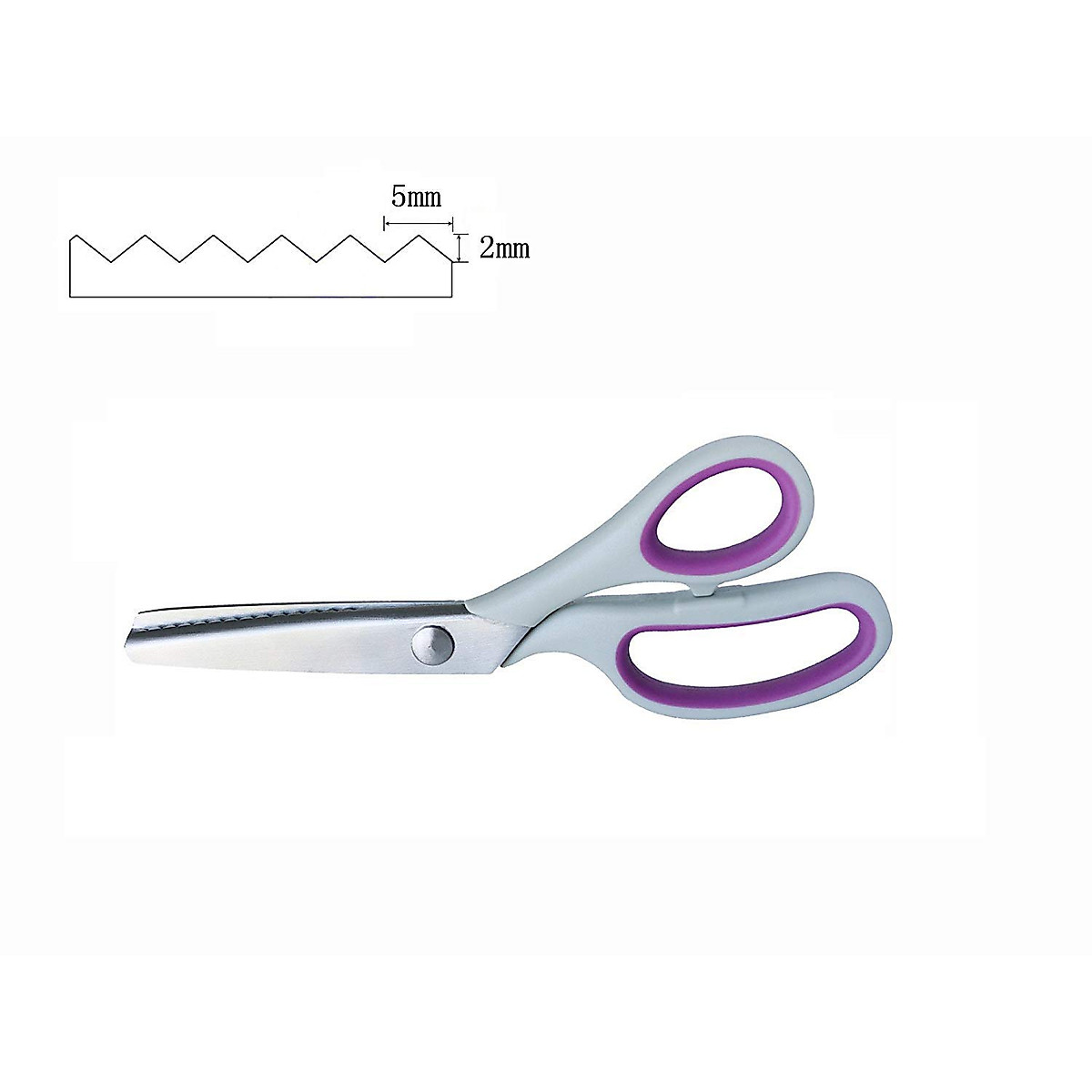 JISTL Pinking Shears For Fabric Ultra Sharp Stainless Steel Handled Professional Dressmaking Sewing Scissors Zig Zag Fabric Craft Scissors (Beige&Purple)