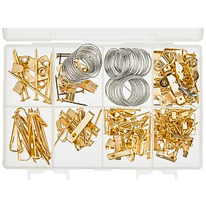 Amazon Basics Picture Hanging Assortment Kit, Brass, 220 Piece Set