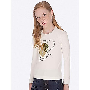 Mayoral 19-07010-017 - L/s Hearts t-Shirt for Girls 18 Years Natural