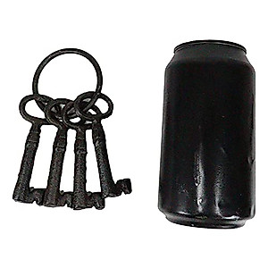 Ebros Gift Realistic Vintage Antique Design Cast Iron Jailer Keys Set of 4 On Ring Wall Accent Old World Halloween Costume Prop Pirate Skeleton Ship Jail Key Pack