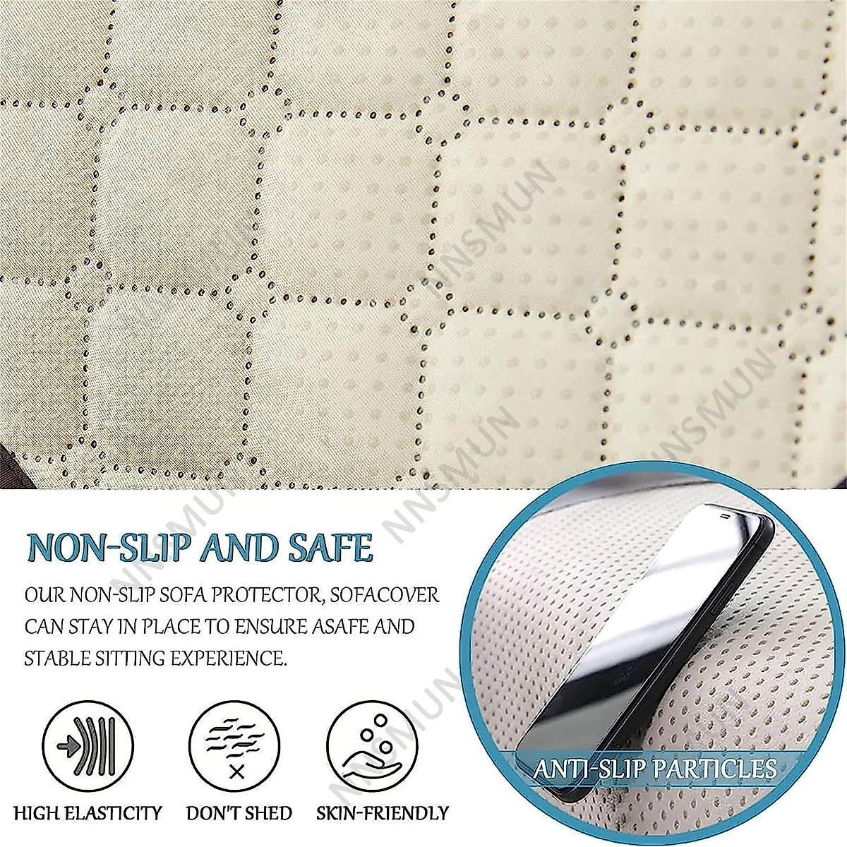 Sofa Armrest Cover, Headrest Cover for Recliner Chair Arm Cover, Armchair Slipcover with Pockets Nonslip Quilted Furniture Protector for Pets Leather Sofa Couch Slipcover (Navy Blue,1 Seater(3pcs))