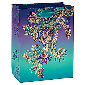 Papyrus 9" Medium Gift Bag (Jacobean Floral) for Birthdays, Weddings, Bridal Showers, Baby Showers and All Occasions (1-Bag)