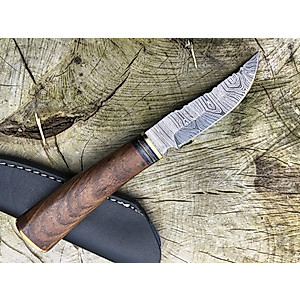 Perkin 7.5 Inches Damascus Steel Hunting Knife With Sheath SK900