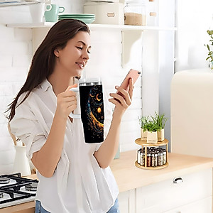 ALAZA Sun Moon Stars Alchemy Witchy 40 oz Tumbler Stainless Steel Water Bottle Vacuum Insulated Cup with Straw Lid & Handle For Travel Car Cup Holder