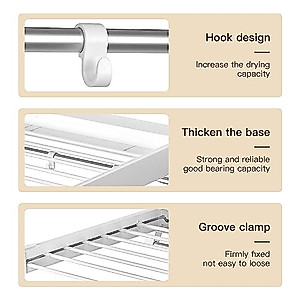 Nisorpa Invisible Wall Mounted Drying Rack Collapsible Wall Mounted Clothes Hanger Clothes Laundry Drying Rack Wall Mount Drying Racks for Laundry 7 Drying Rods (White)