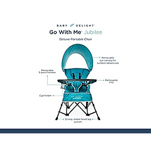 Baby Delight Go with Me Jubilee Deluxe Portable Chair | Indoor and Outdoor | Sun Canopy | Teal