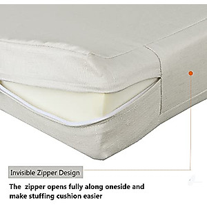 youngseahome Patio Seat Cushion Covers,Washable Slip Covers Replacement,Waterproof Outdoor Furniture Chair Cushion Pillow Seat Cover for Couch,Garden,Sofa,Khaki,20"×18"×4"(4 Covers Only)