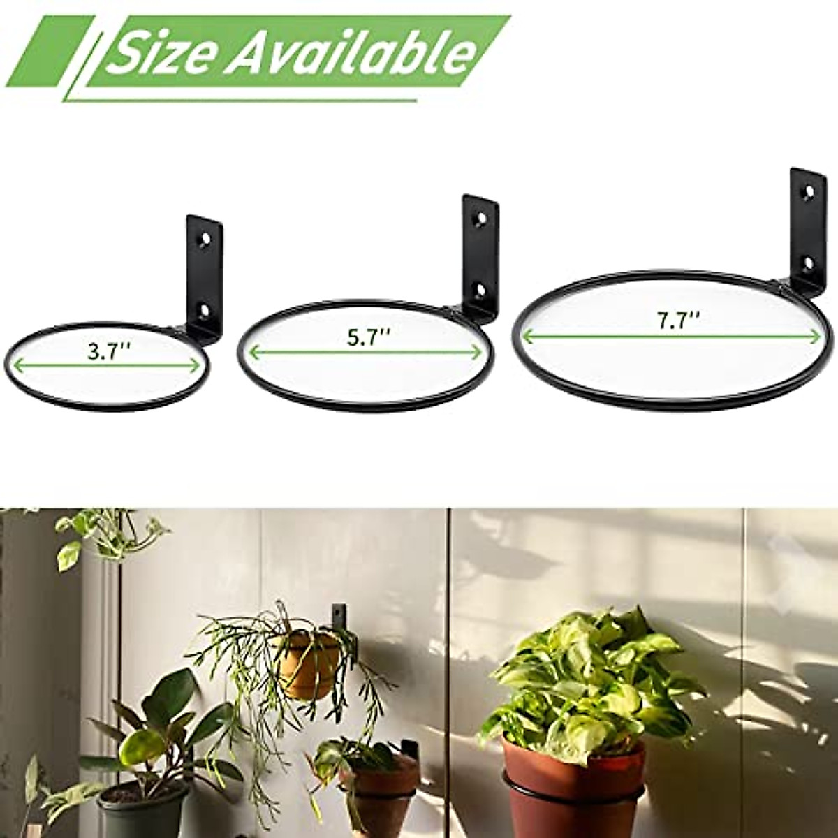 6 Pack 8 Inch Wall Flower Pot Holder Ring Plant Hanger, Metal Planter Hooks Wall Mounted Bracket Heavy Duty for Outdoor Indoor