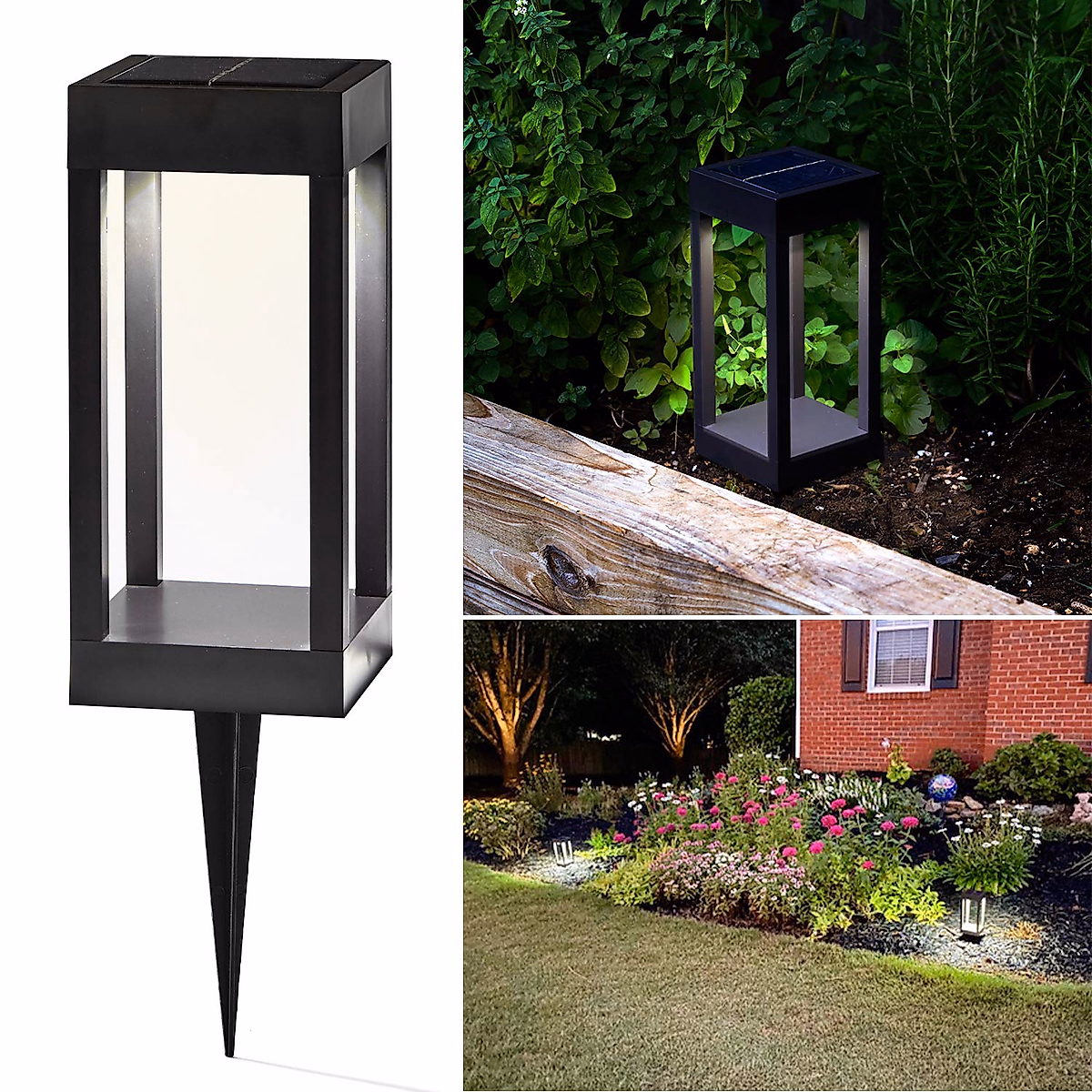LampLust Solar LED Pathway Light - 9 Inch Tall, Cool White or Color-Changing, Modern Outdoor Bollard Lighting, Built-in Solar Panel, Stake & Battery Included