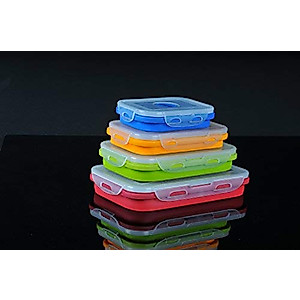 Sailing Elegant Collapsible Silicone Lunch Box/Container, Super Convenient Stackable Food Storage Containers, Material Safe (Set of 4, Multi)