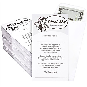 Juvale 500 Pack Housekeeping Tip Envelopes Bulk, Thank You Envelopes for Cash, Coins, Gratuity for Hotel (3.5x6.5 in)