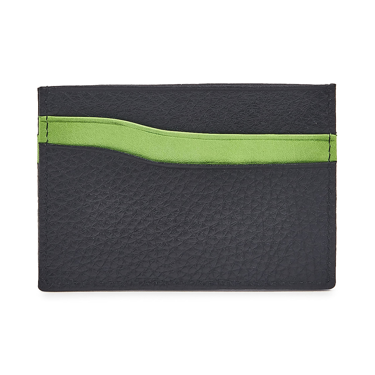 Zinda Genuine Leathers Slim Wallet Card Holder RFID Protection Unisex (Black/Green)