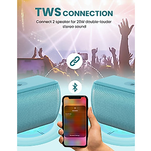 LENRUE Bluetooth Speaker,Wireless Portable Speakers with TWS, 16H Playtime,Loud Clear Sound for Home,Travel and Outdoor,Handfree Calls Compatible with for iPhone (Powder Blue)