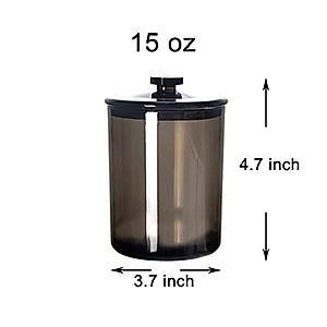 Youngever Black Plastic Apothecary Jars, Qtip Holder, Cotton Swab Holder, Bathroom Vanity Organizer for Cotton Balls, Cotton Pads, Qtips (2 Sets 15 Ounce)