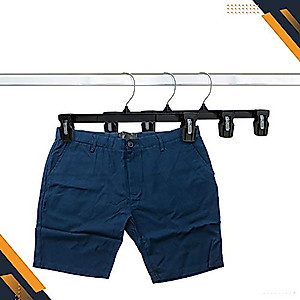 Hanger Central Recycled Heavy Duty Plastic Bottoms Hangers with Ridged Pinch Clips Pants Hangers, 8/10/12/14 Inch, Black, 100 Pack (8")