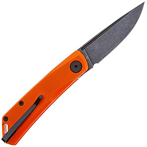 Real Steel Luna Lite Slipjoint Folding Pocket Knife - D2 Blade and G10 Handles - Perfect for Camping, Hiking, Daily Cutting Tasks - EDC Knife for Men Women - Orange/Blackwash