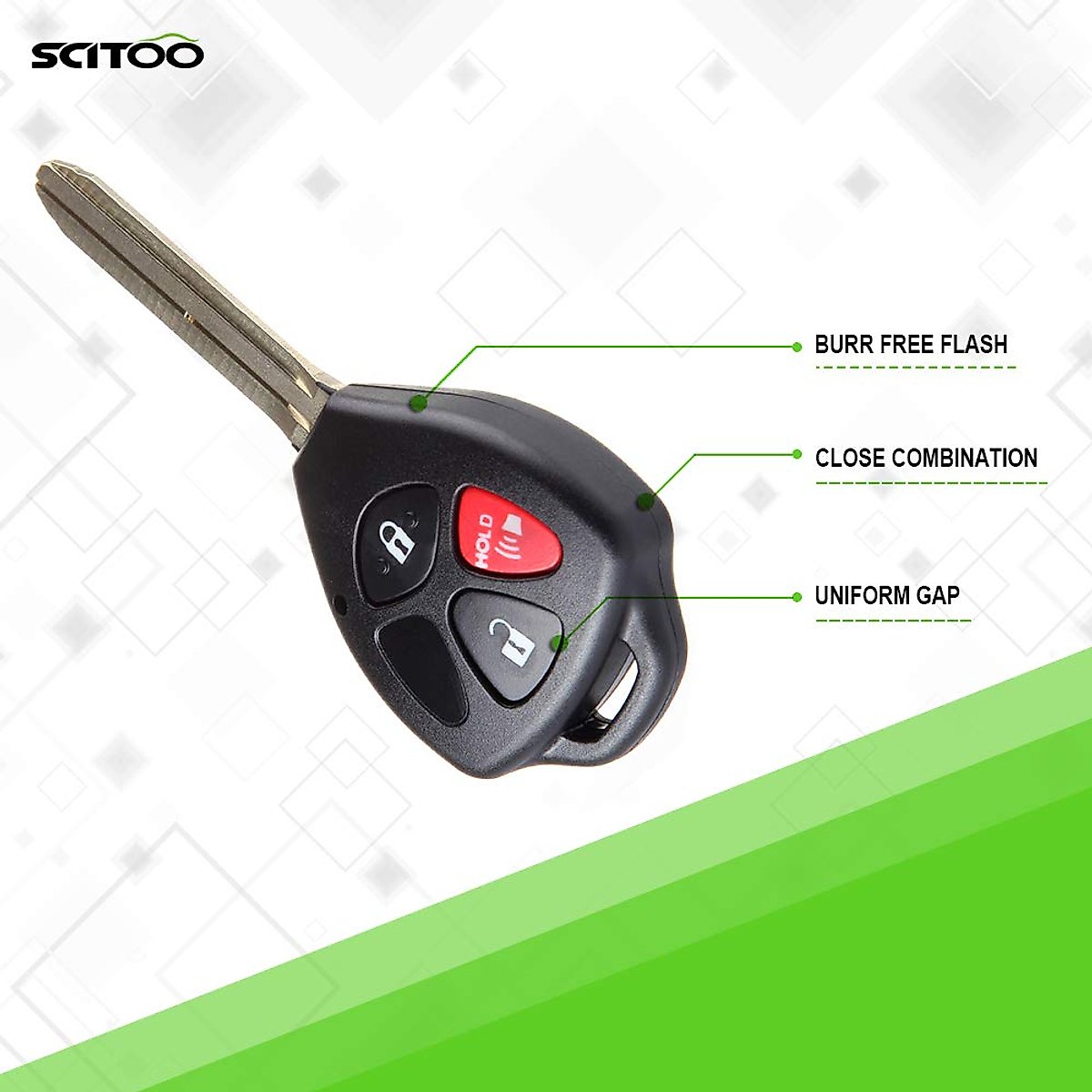 SCITOO Replacement for Shell 3 Buttons Pad Outer shell Keyless Entry Remote Car Key Fob Case 2007-2015 for Toyota 4Runner RAV4 Yaris Matrix for Scion iQ tC xB xD ontiac Vibe 1PC FCC GQ4-29T-3
