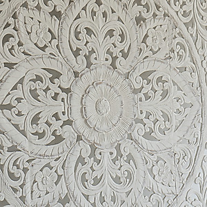 King Bed Headboard Wood Carved, Mandala on Wall Panels, Luxury Residence Plaques Decor, 76 inches