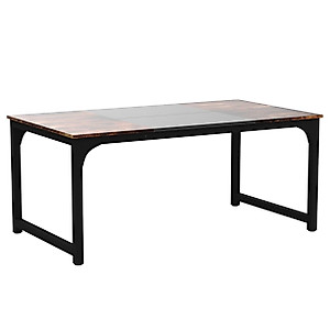 Tribesigns 6FT Conference Table, 70.8" W x 31.5" D Meeting Room Table Boardroom Desk for Office Conference Room, Splicing Board with Metal Frame, Rustic Brown/Black