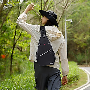 MOSISO Sling Backpack, Multipurpose Crossbody Shoulder Bag Travel Hiking Daypack, Black, Medium