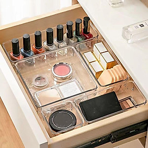 1PCS Transparent Drawer Box,Cosmetic Closet Organizer Divider Drawer Storage Box Anti-Scratch Drawer Organizer(23x7.5x5.5cm)
