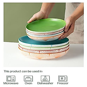 DOWAN 8.5'' Pasta Bowls, Ceramic Dinner Plates Salad Bowls Set of 4, Colorful Shallows Bowls, Large Size Serving Bowls for Christmas, Wedding Party, Ideal Gift