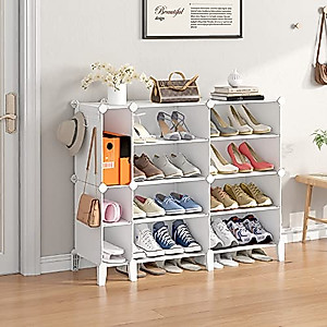 MAGINELS Portable Shoe Rack Plastic Shoe Organizer DIY Shoe Storage Shelf Organizer for Entryway Shoe Cabinet 36 Pairs, White
