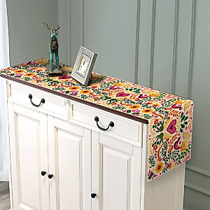 Sunwer Mexican Fiesta Table Runner Mexico Dia De Los Muertos Decoration Cinco De Mayo Party Supply Home Kitchen Dining Room Decor(13" x 72")