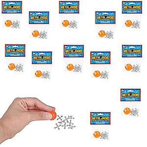 The Dreidel Company Jacks Game with Ball, Metal Set 0.5â€, Retro Toys, Classic Games Great Party Flavors, Kids' Activities, Loot Bag Fillers, Halloween, Easter, Birthday Parties (12-Pack)