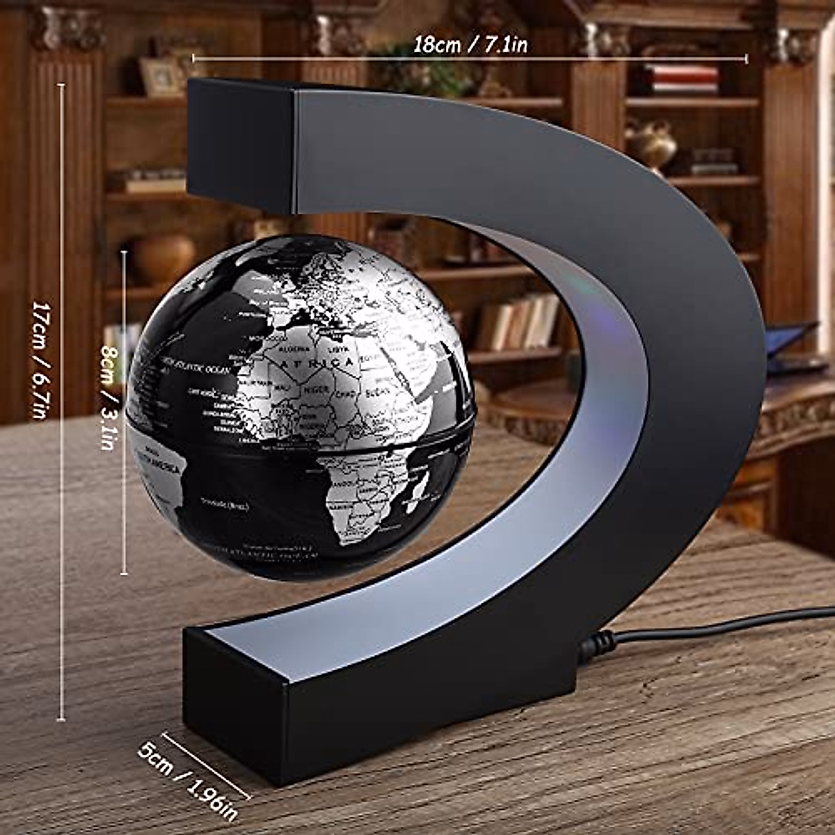 REHAVE Holiday Birthday Gifts for Kids, Graduation Gifts for Him, Magnetic Levitation Floating World Map Globe with C Shape Base, LED Light Lamp - Gifts for Men, Boyfriend, Dad, Fathers Day Gifts