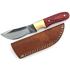 Wild Turkey Handmade Full Tang Real File Hunting Knife w/Leather Sheath Outdoors Hunting Camping Fishing Outdoors (SM-25)